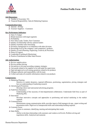Commercial Director Position Profile Form - PPF | PDF | Business ...