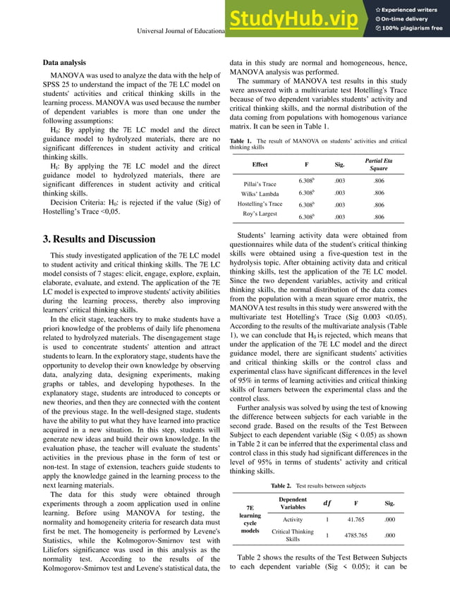 7E Learning Cycle Model Implementation Students Activities And Critical ...
