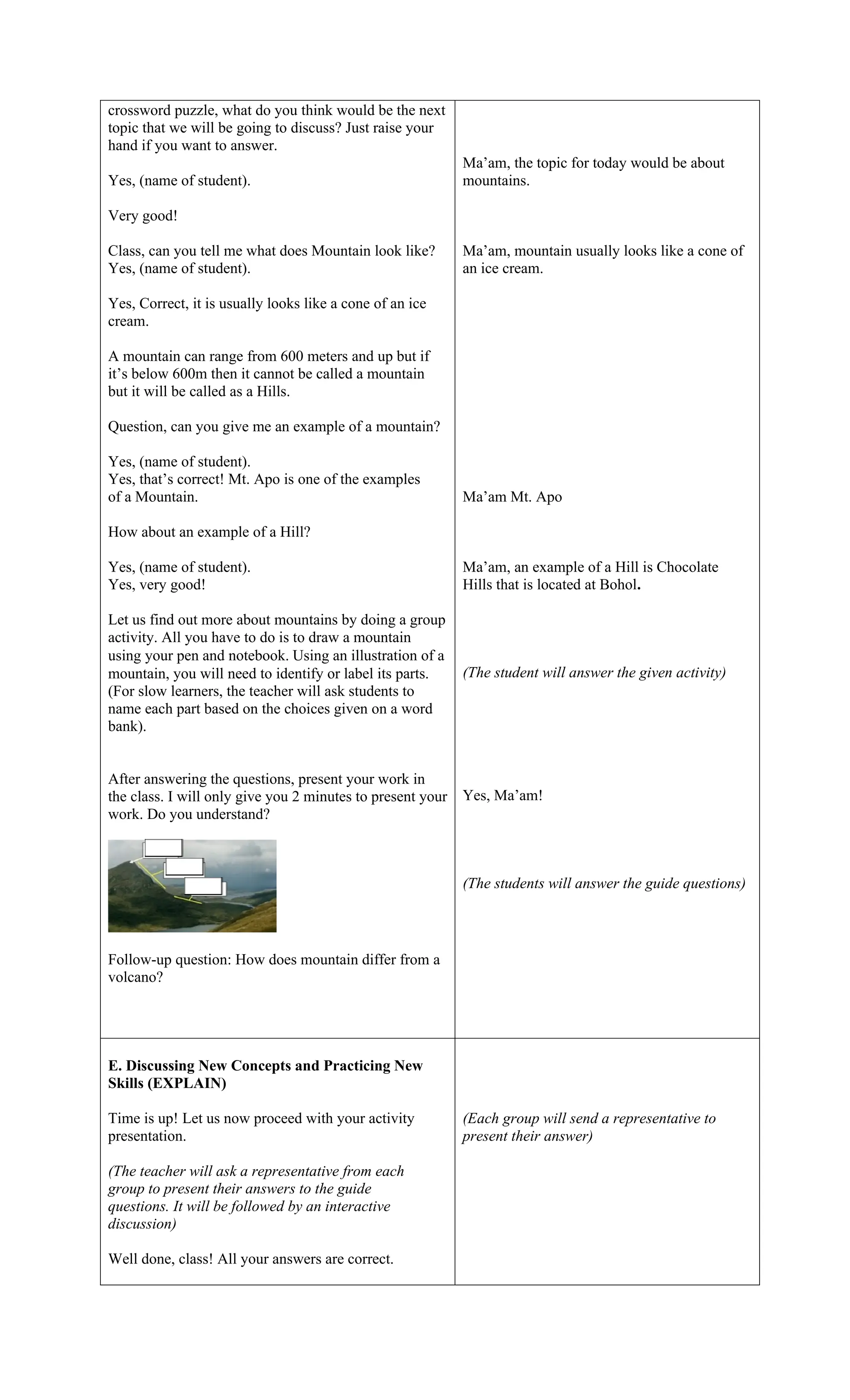 Mountains lesson plan for grade 10 daidh | PDF