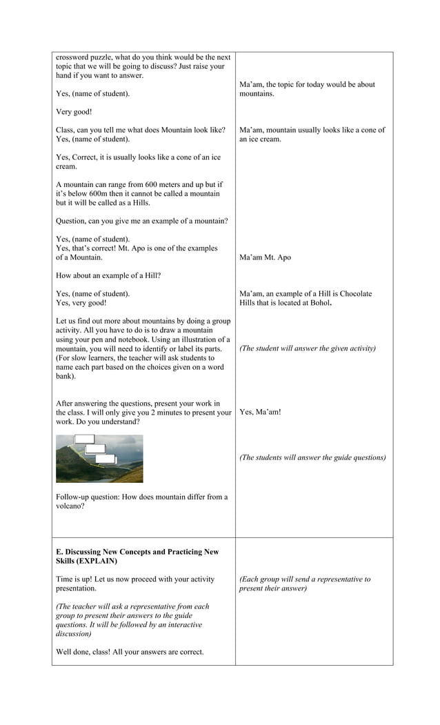 Mountains lesson plan for grade 10 daidh | PDF