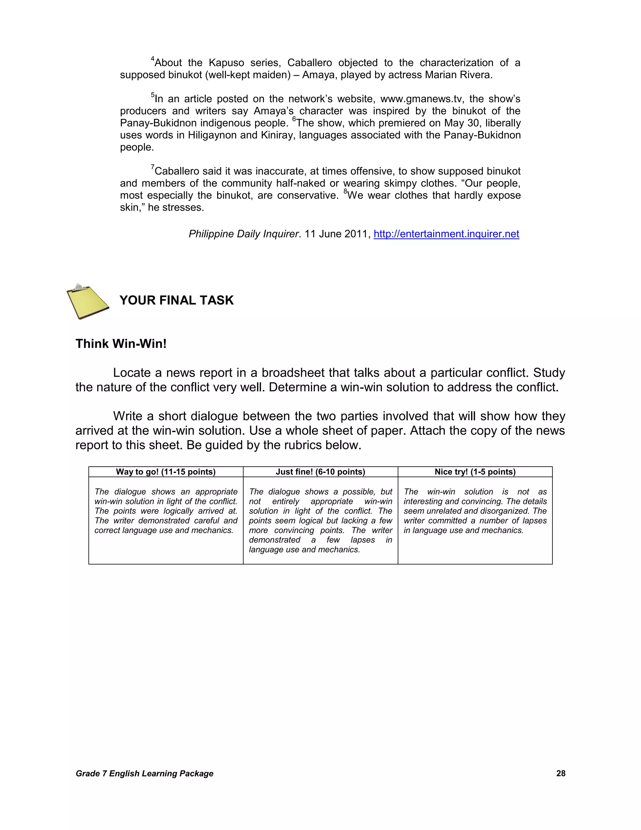 Grade 7 Learning Module in English (Quarter 1 to 2) | PDF