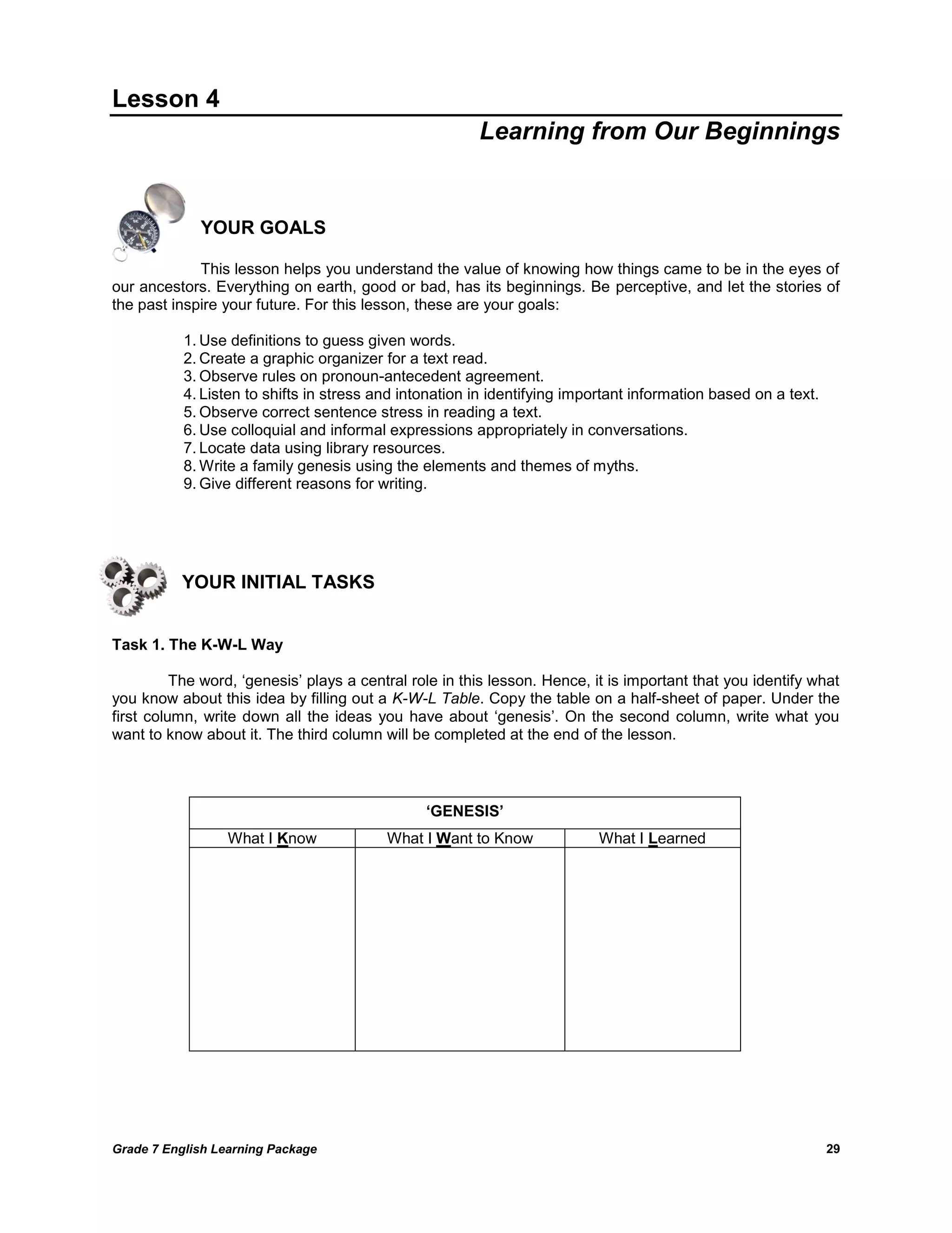 Grade 7 Learning Module in English (Quarter 1 to 2) | PDF