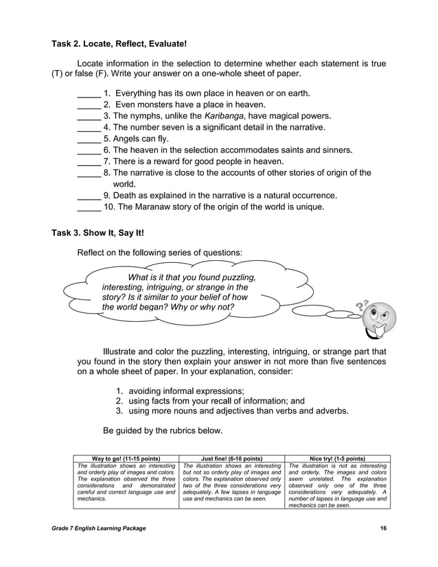 Grade 7 Learning Module in English (Quarter 1 to 2) | PDF