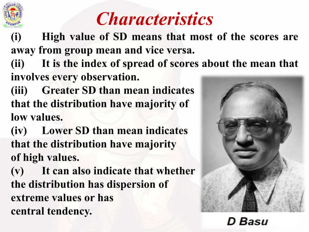 Standard Deviation (Meaning, Characteristics and Calculation) | PPSX