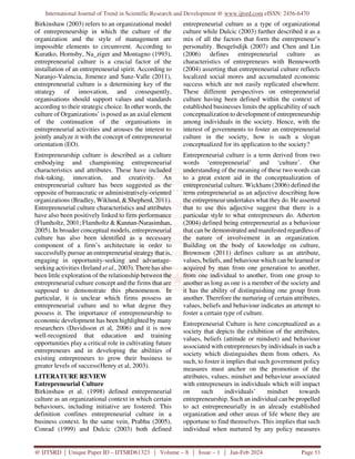 Entrepreneurial Culture A Literature Review | PDF