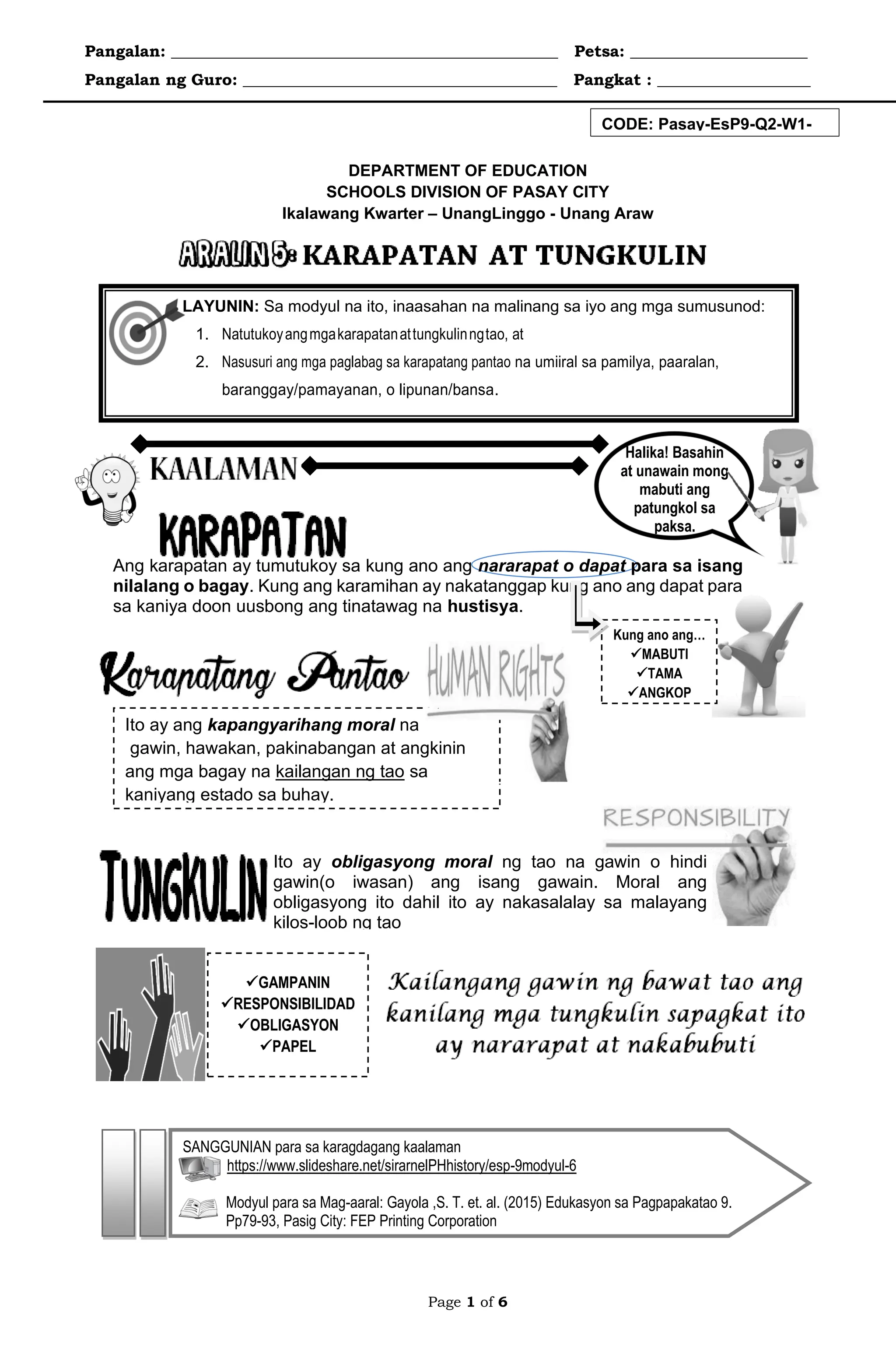 7 ESP 9 - Q2 - W1 (1).pdf values education module | PDF