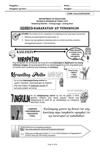 7 ESP 9 - Q2 - W1 (1).pdf values education module | PDF
