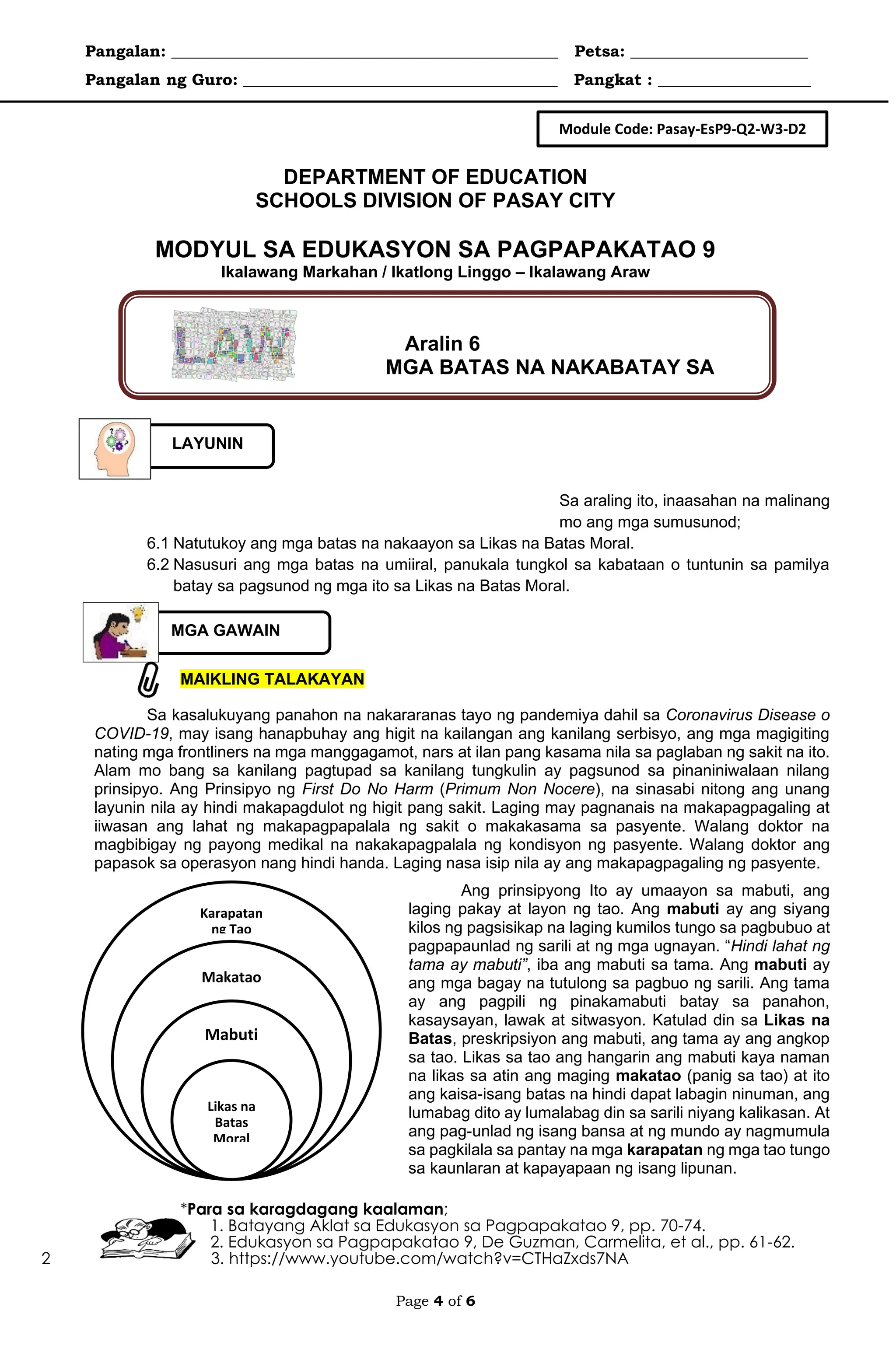 7 ESP 9 - Week 3.pdf values education module | PDF