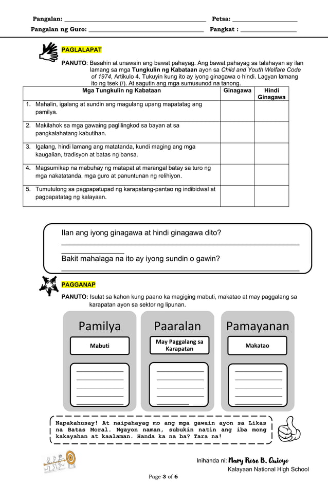 7 ESP 9 - Week 3.pdf values education module | PDF