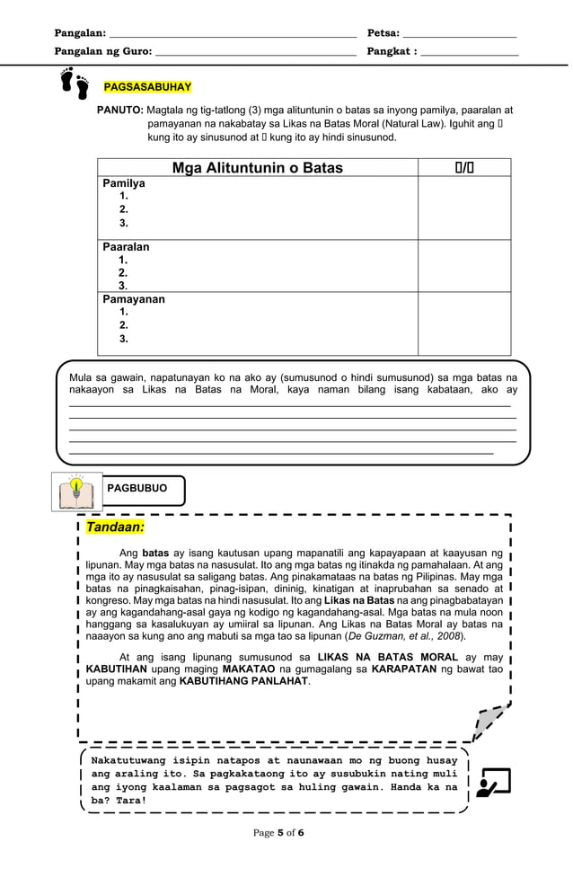 7 ESP 9 - Week 3.pdf values education module | PDF