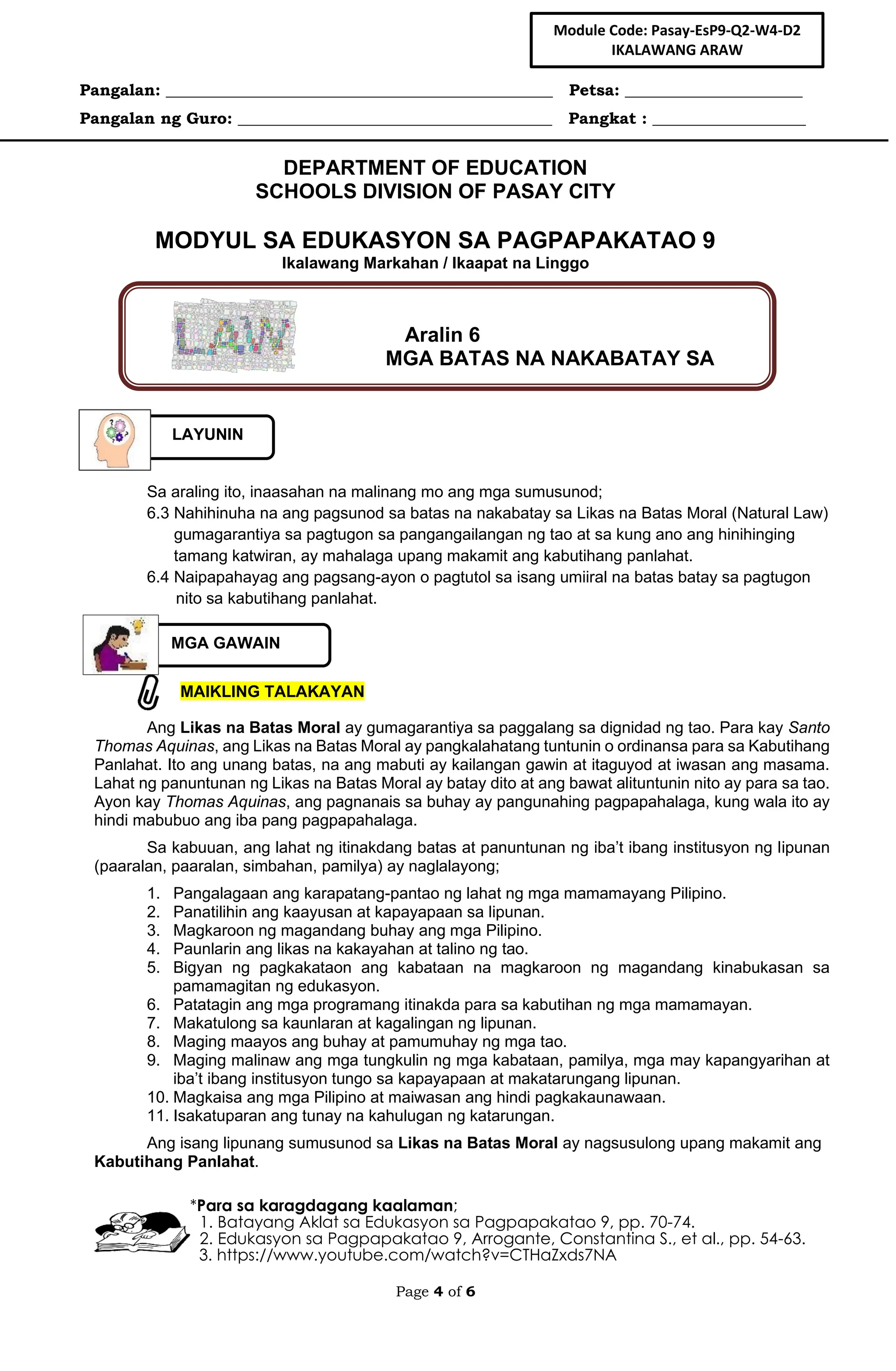 7 ESP 9-Week 4.pdf values education module | PDF