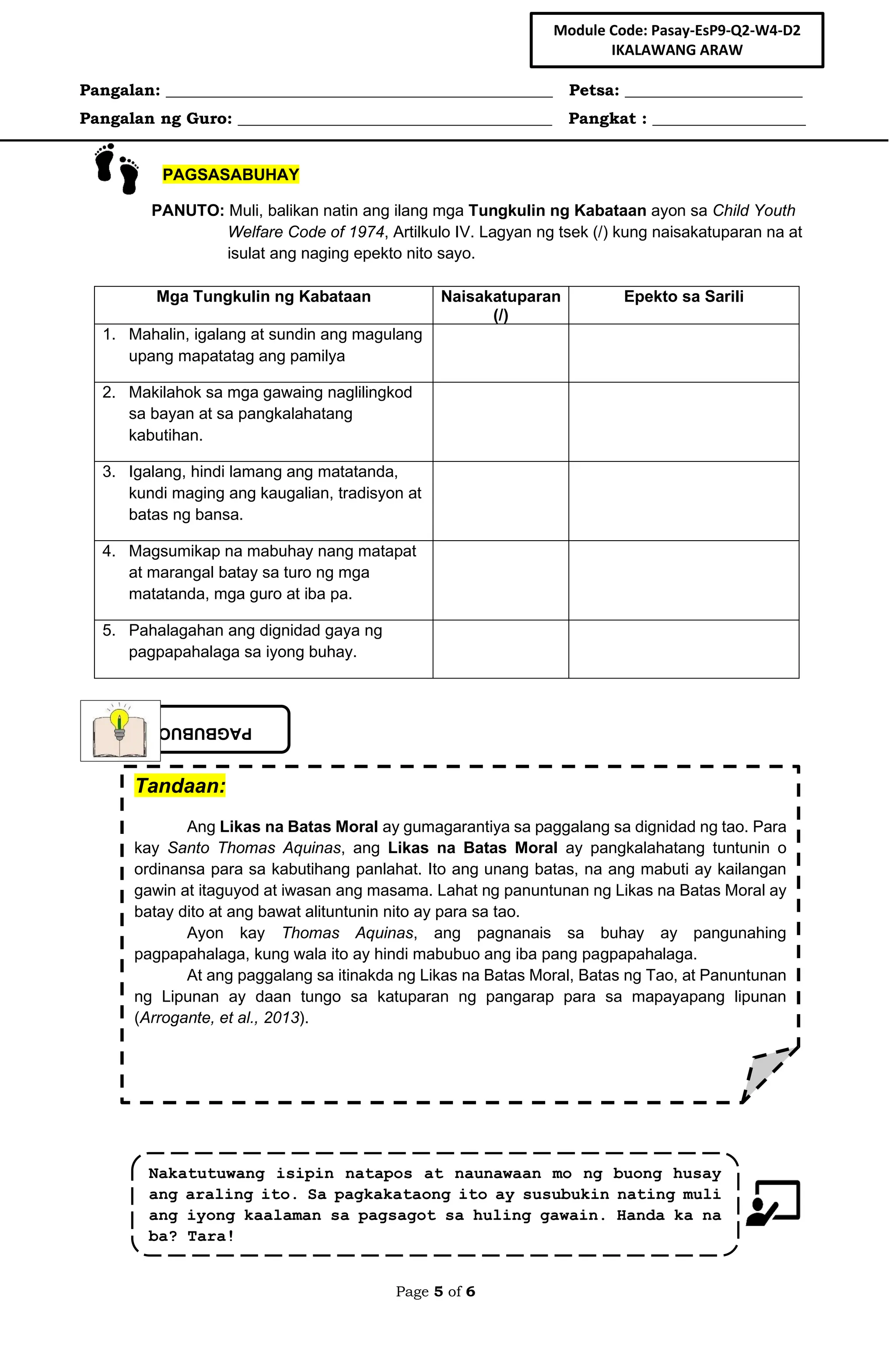 7 ESP 9-Week 4.pdf values education module | PDF