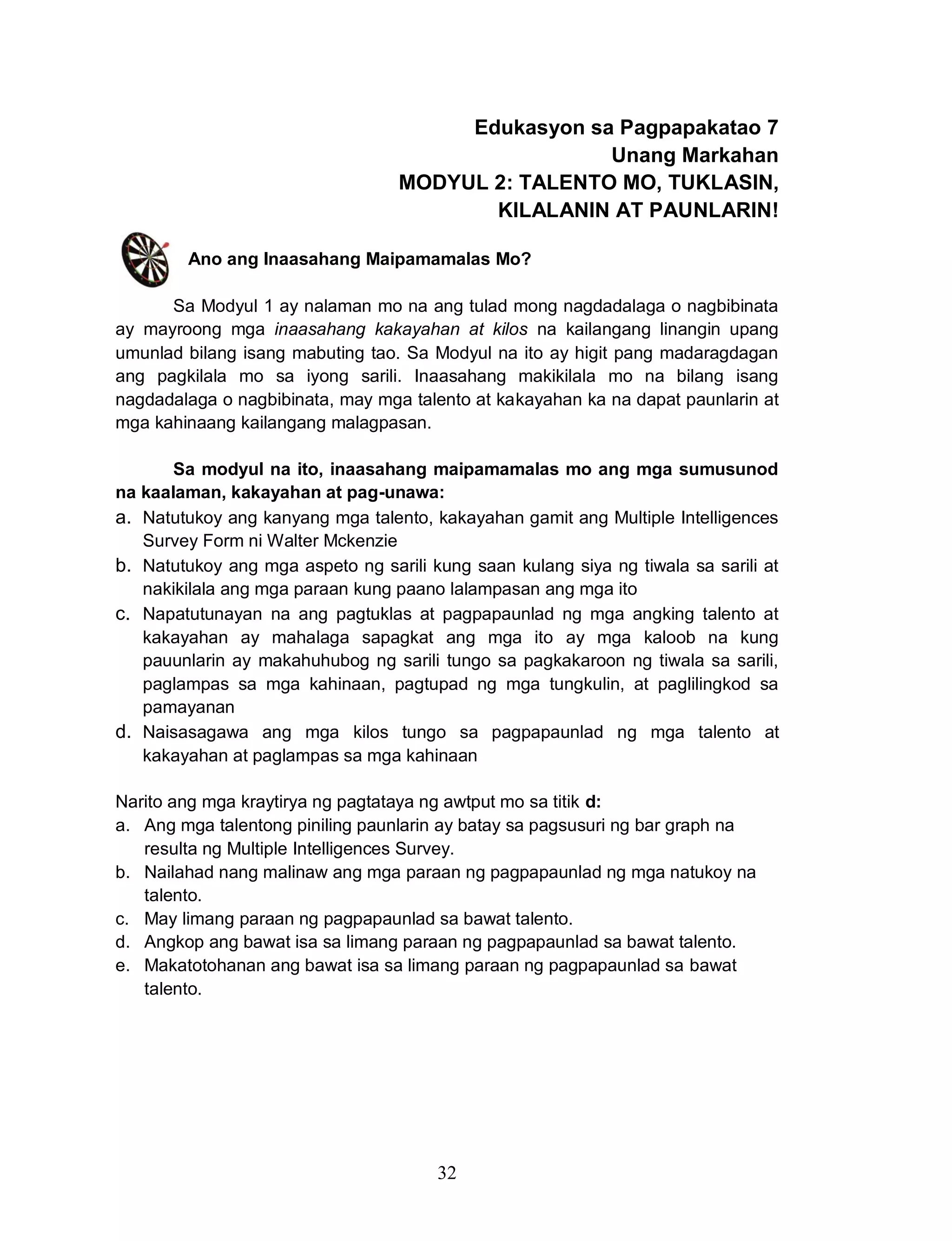Grade 7 Learning Module in Edukasyon sa Pagpapakatao (Quarter 1 to 4) | PDF