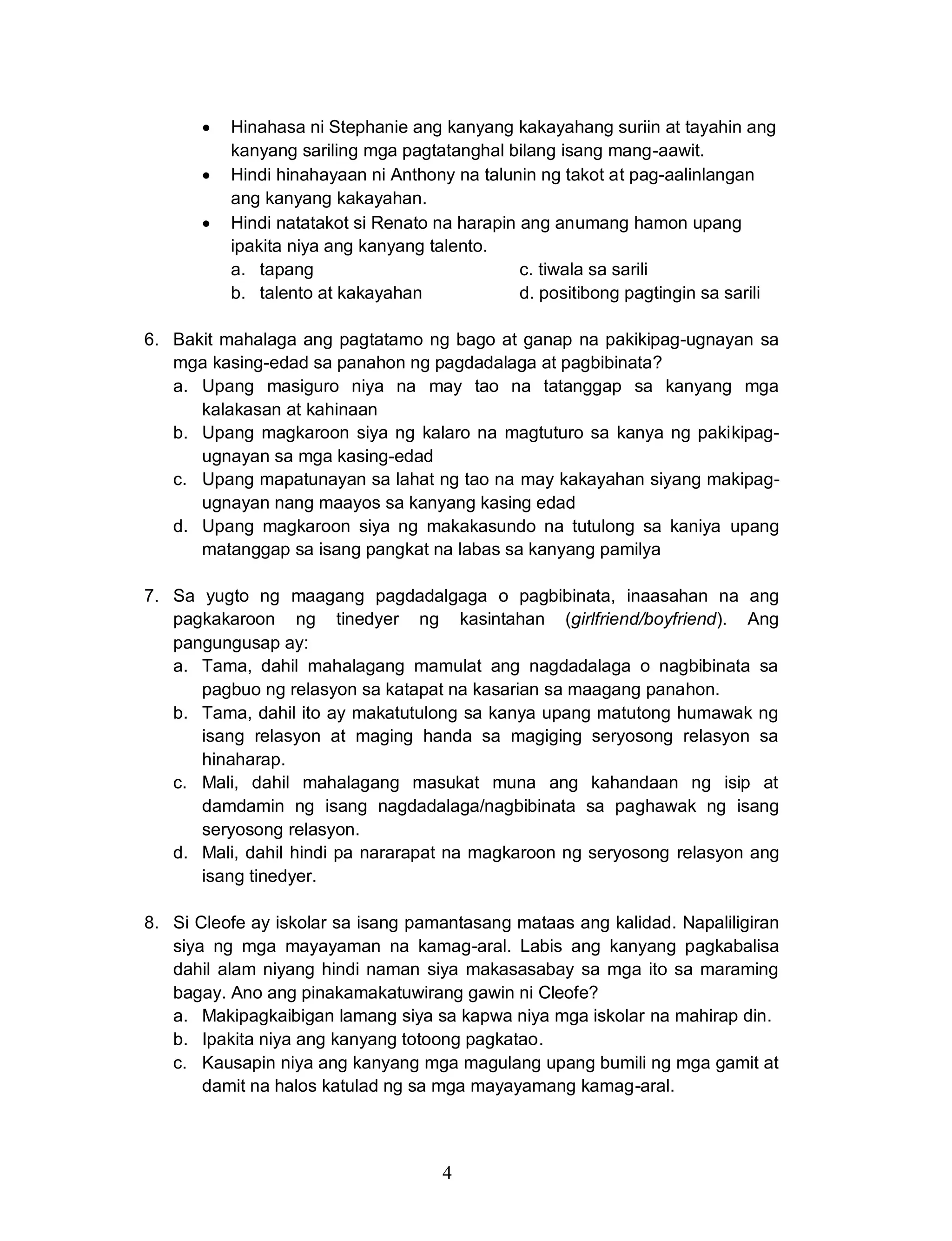 Grade 7 Learning Module in Edukasyon sa Pagpapakatao (Quarter 1 to 4) | PDF