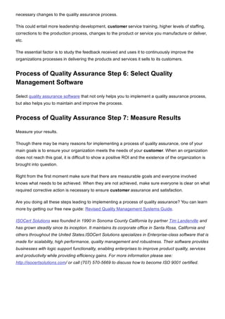 7 essential steps to implementing a process of quality assurance | PDF