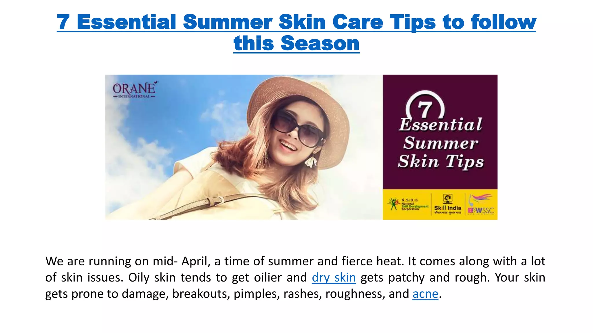 7 essential summer skin care tips to follow | PPTX