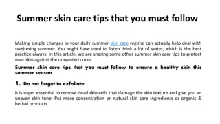 7 essential summer skin care tips to follow | PPTX