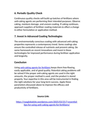 7 Essential Tips for Using Anti-Caking Agents for Fertilizers | PPTX