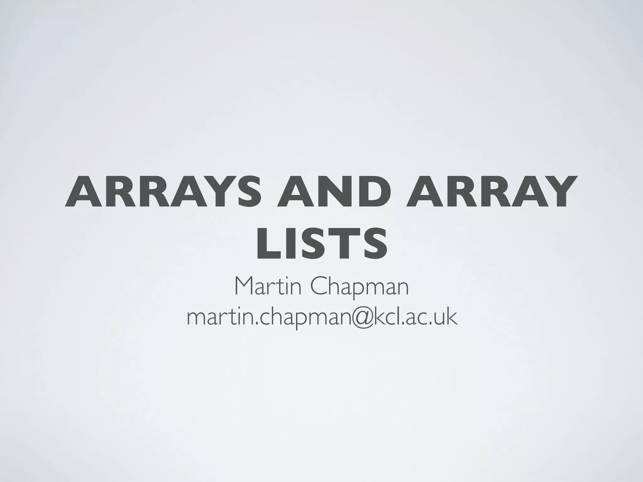 Programming In Java Arrays And Array Lists Ppt