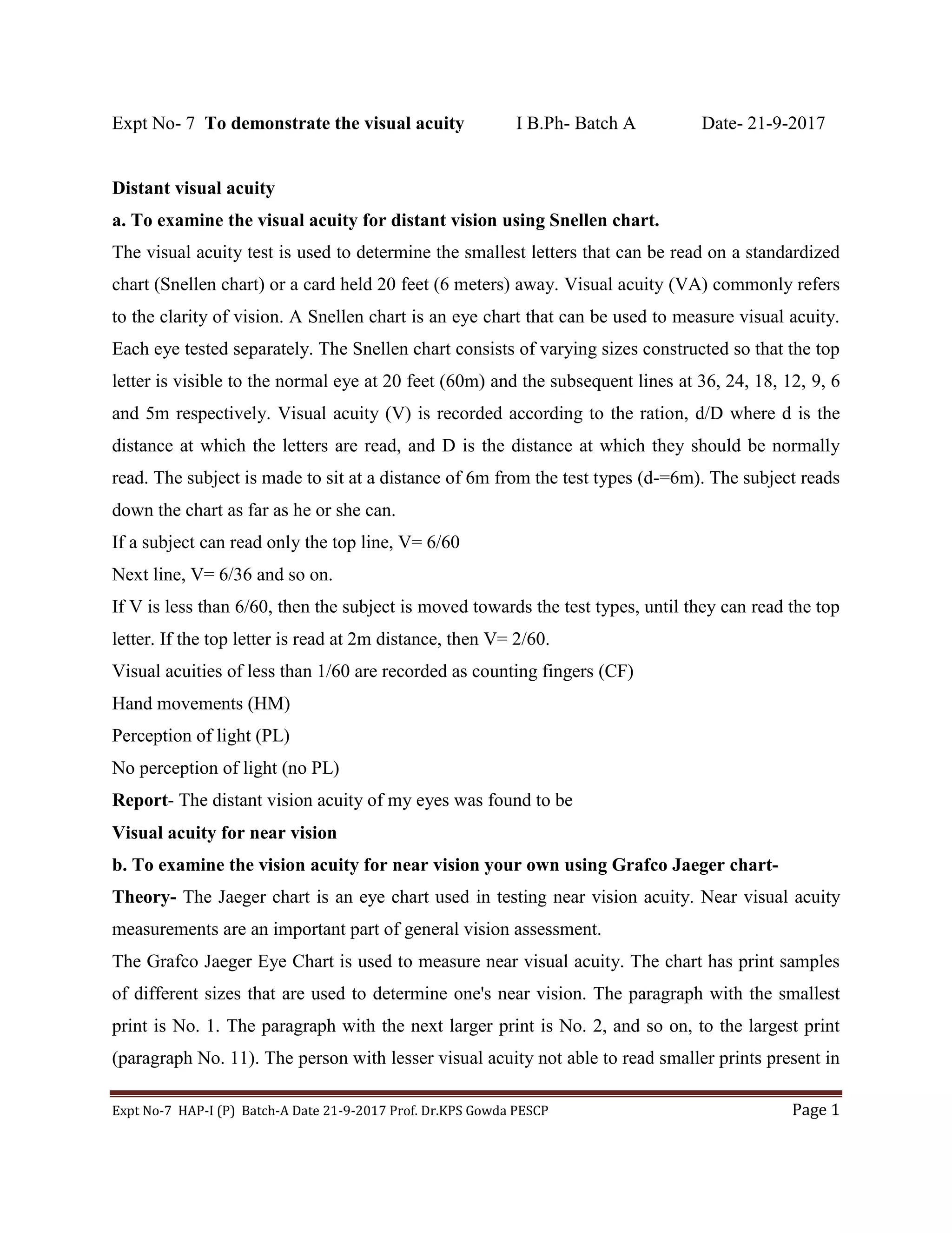 7 examination of visual acuity and colour vision | PDF