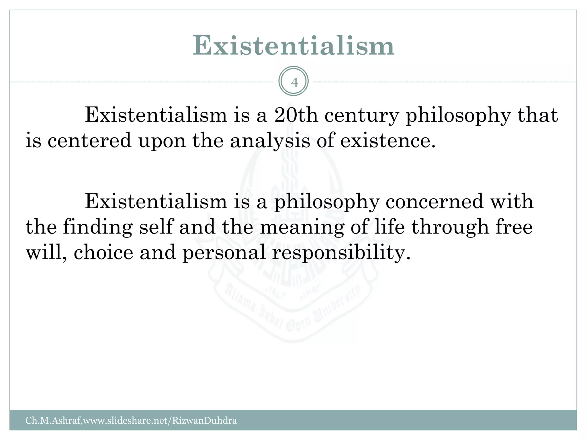 EXISTENTIALISM in Philosophy of Education | PDF
