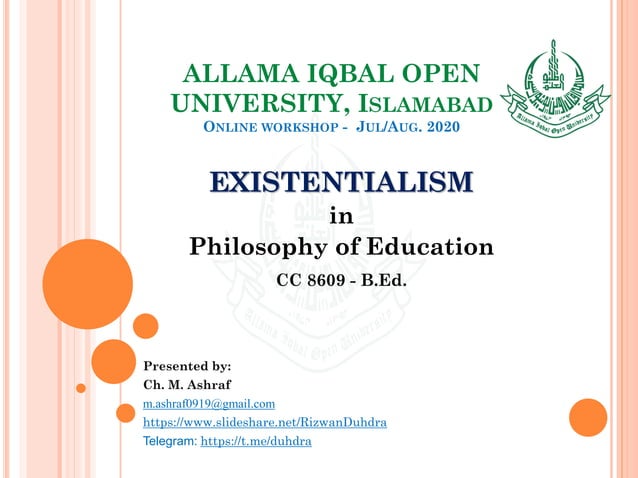 EXISTENTIALISM in Philosophy of Education | PDF | Religion & Spirituality