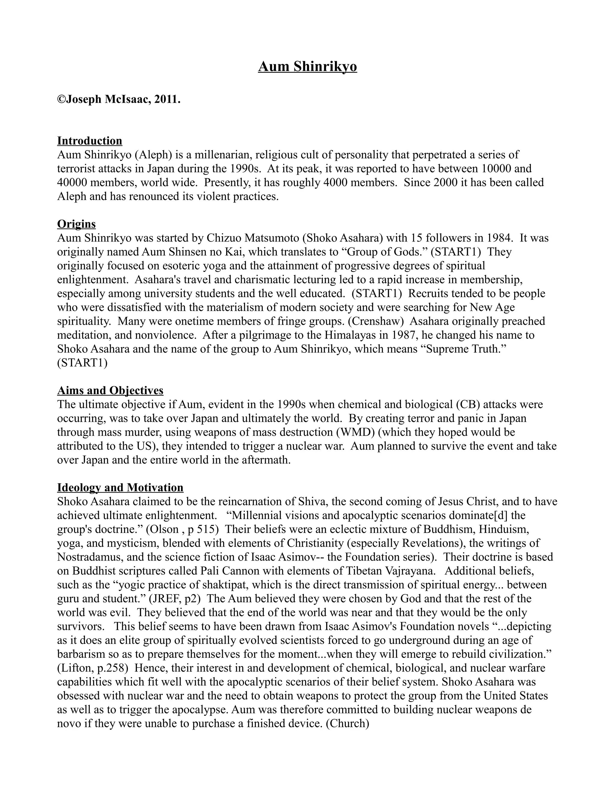 Aum Shinrikyo | PDF
