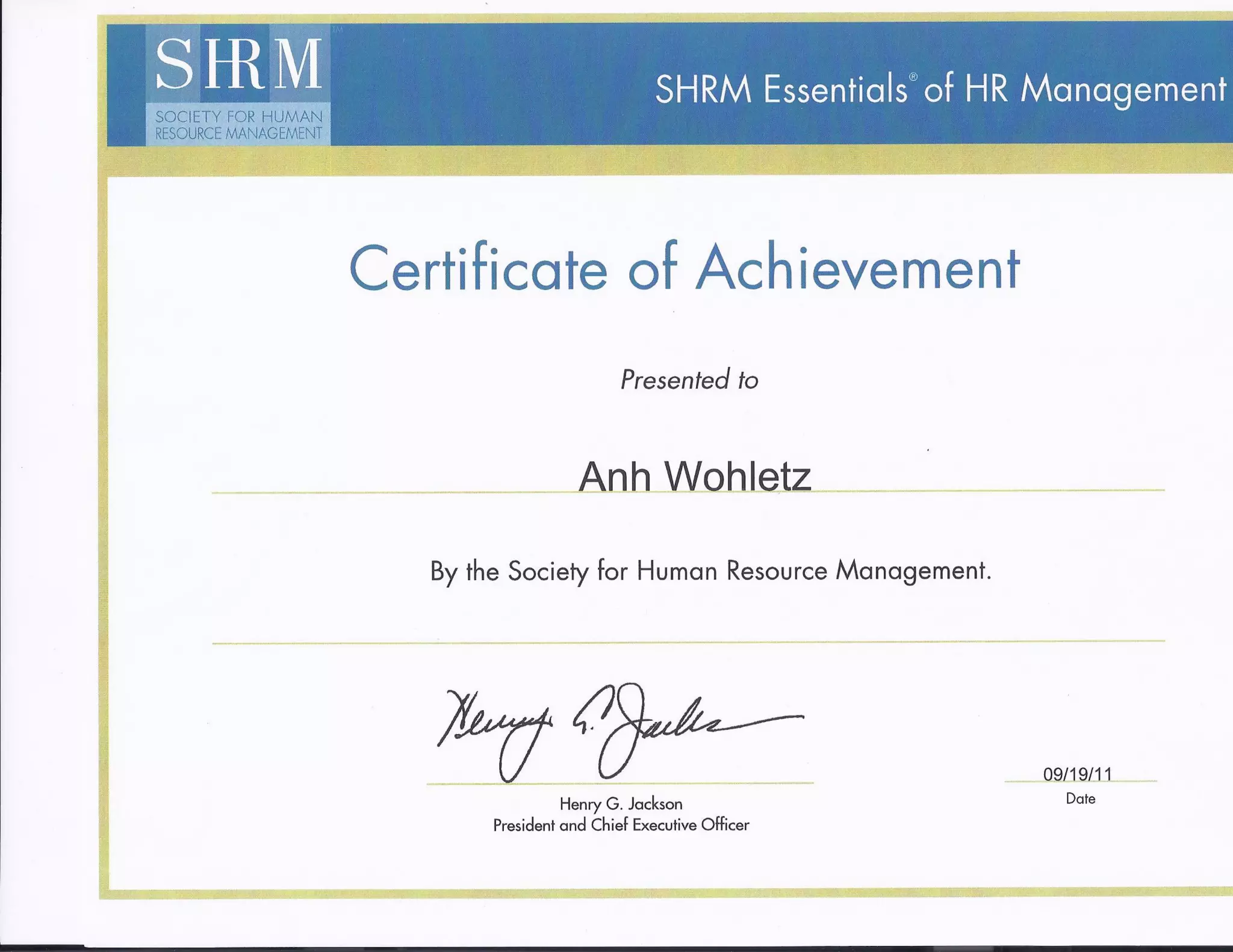 Certificate of Completion Essentials of HRM | PDF