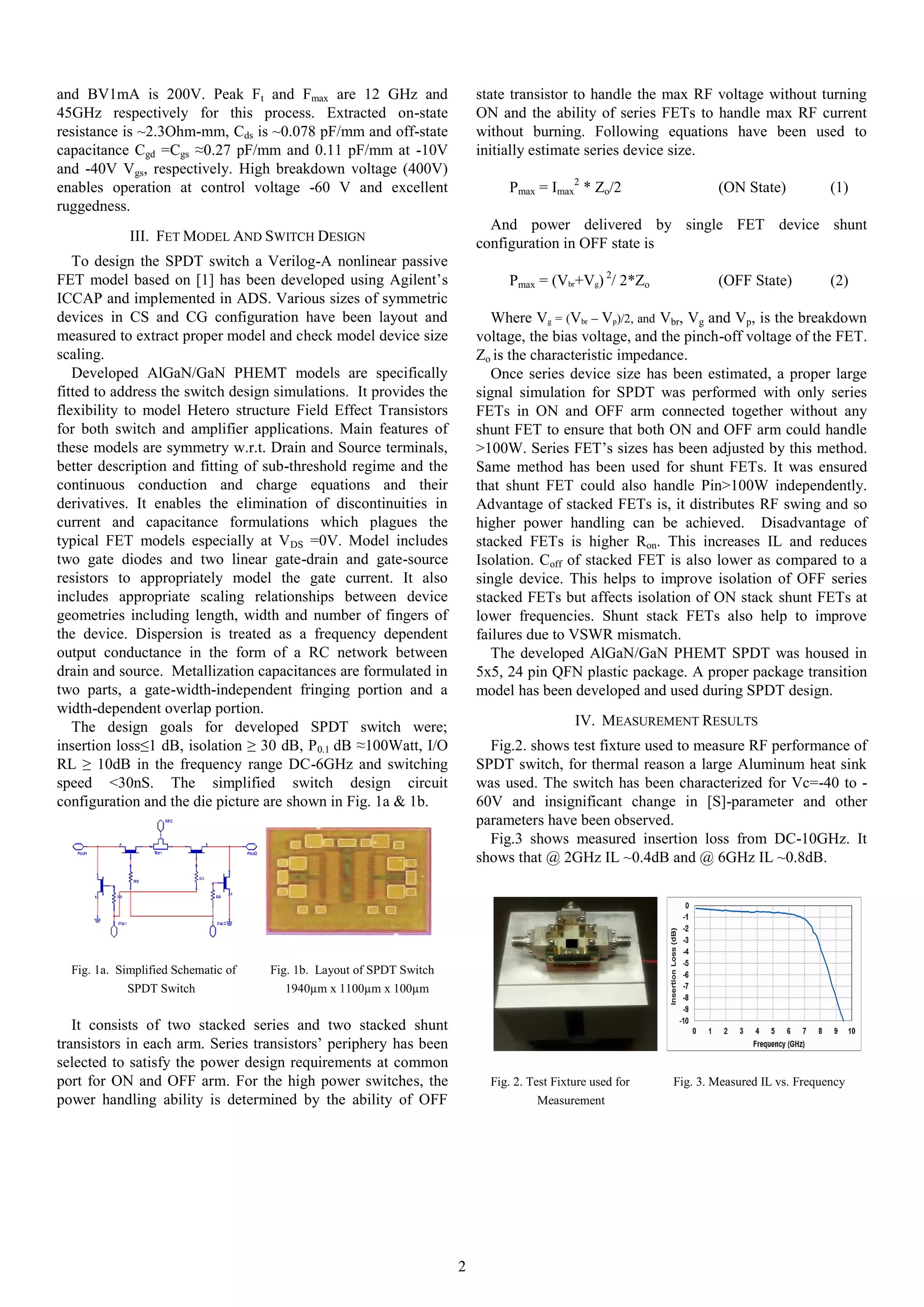 A DC-6 GHz, Packaged 100 Watt GaN SPDT Switch MMIC | PDF