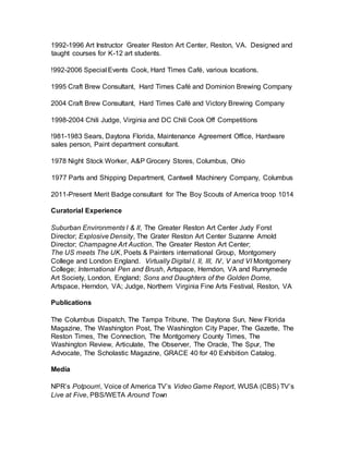 cantwell_resume_2015new 2 | DOCX | Arts and Crafts | Hobbies & Interests