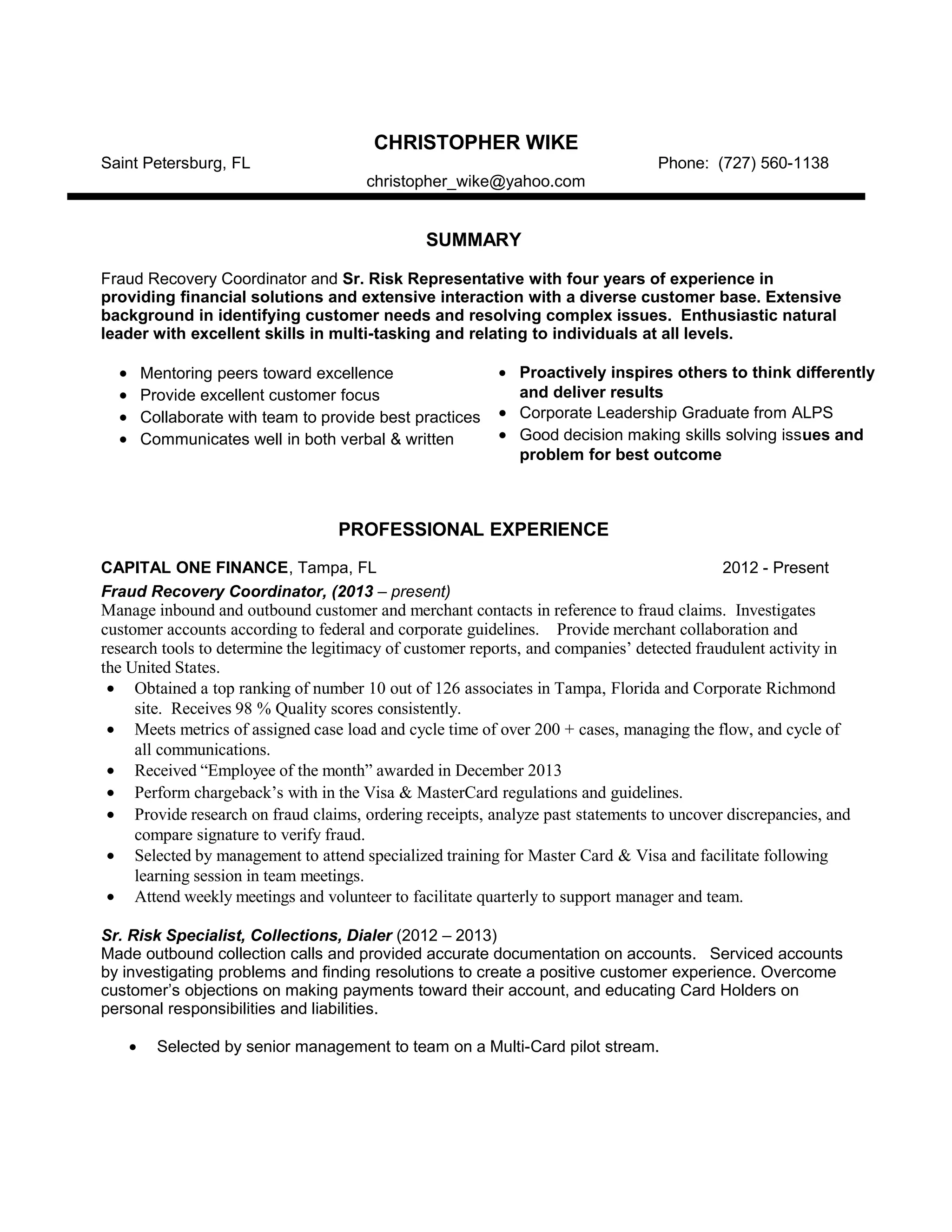 Chris Wike resume | DOC