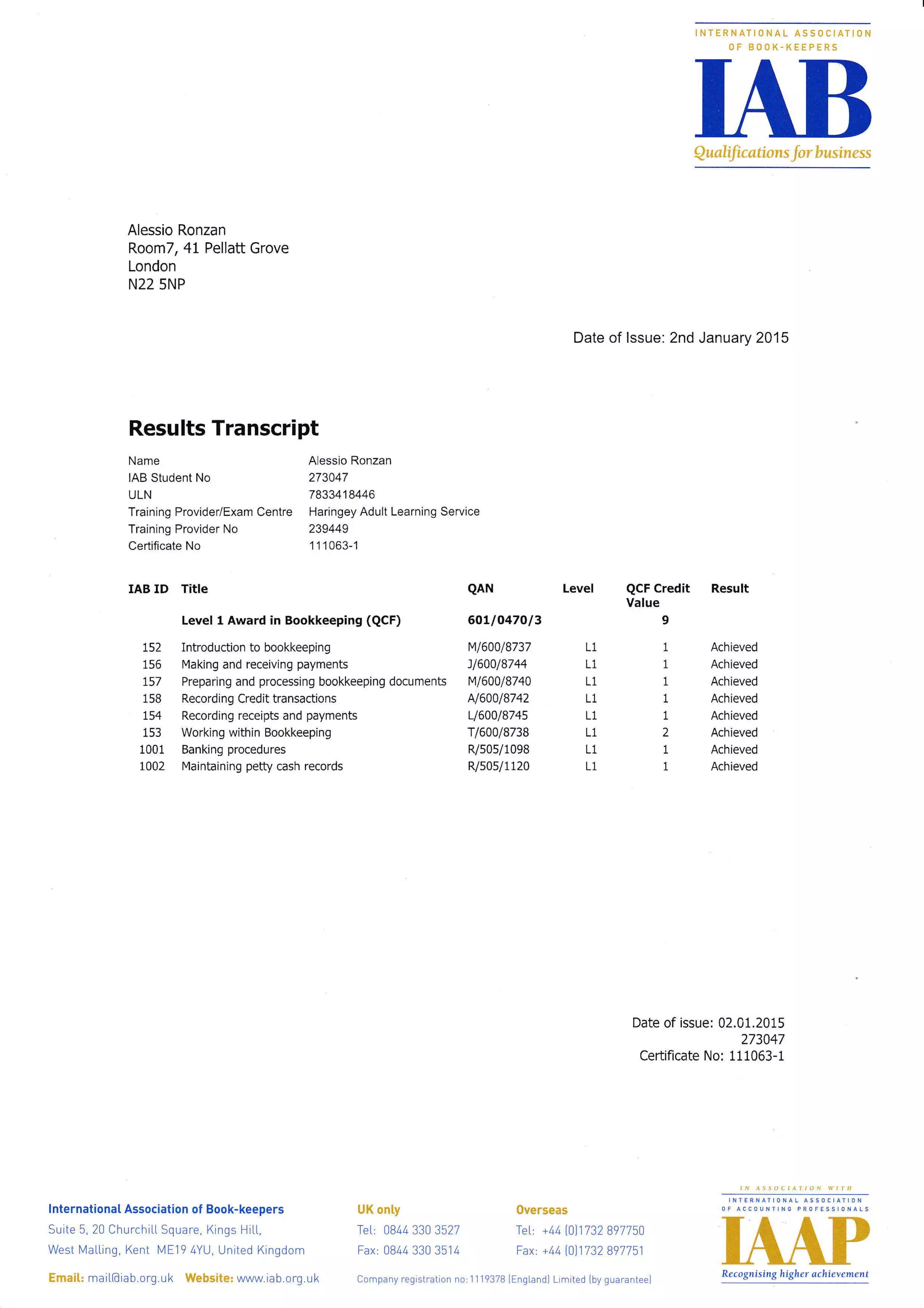 IAB Level 1 Award in Bookkeeping | PDF