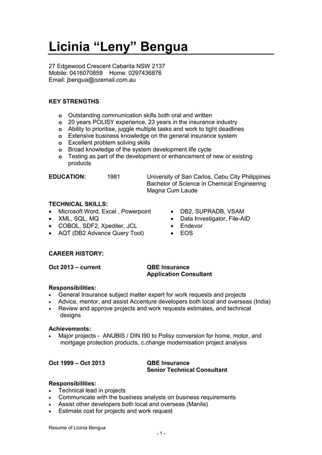Leny Bengua CV2 | PDF | Business | Business and Finance