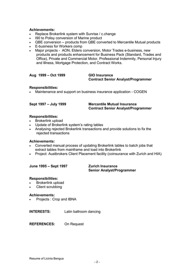 Leny Bengua CV2 | PDF | Business | Business and Finance