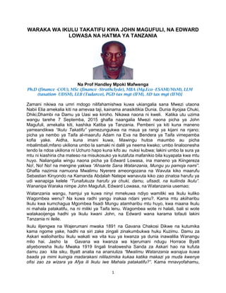 WARAKA WA IKULU TAKATIFU KWA JOHN MAGUFULI, NA EDWARD LOWASA NA HATMA ...