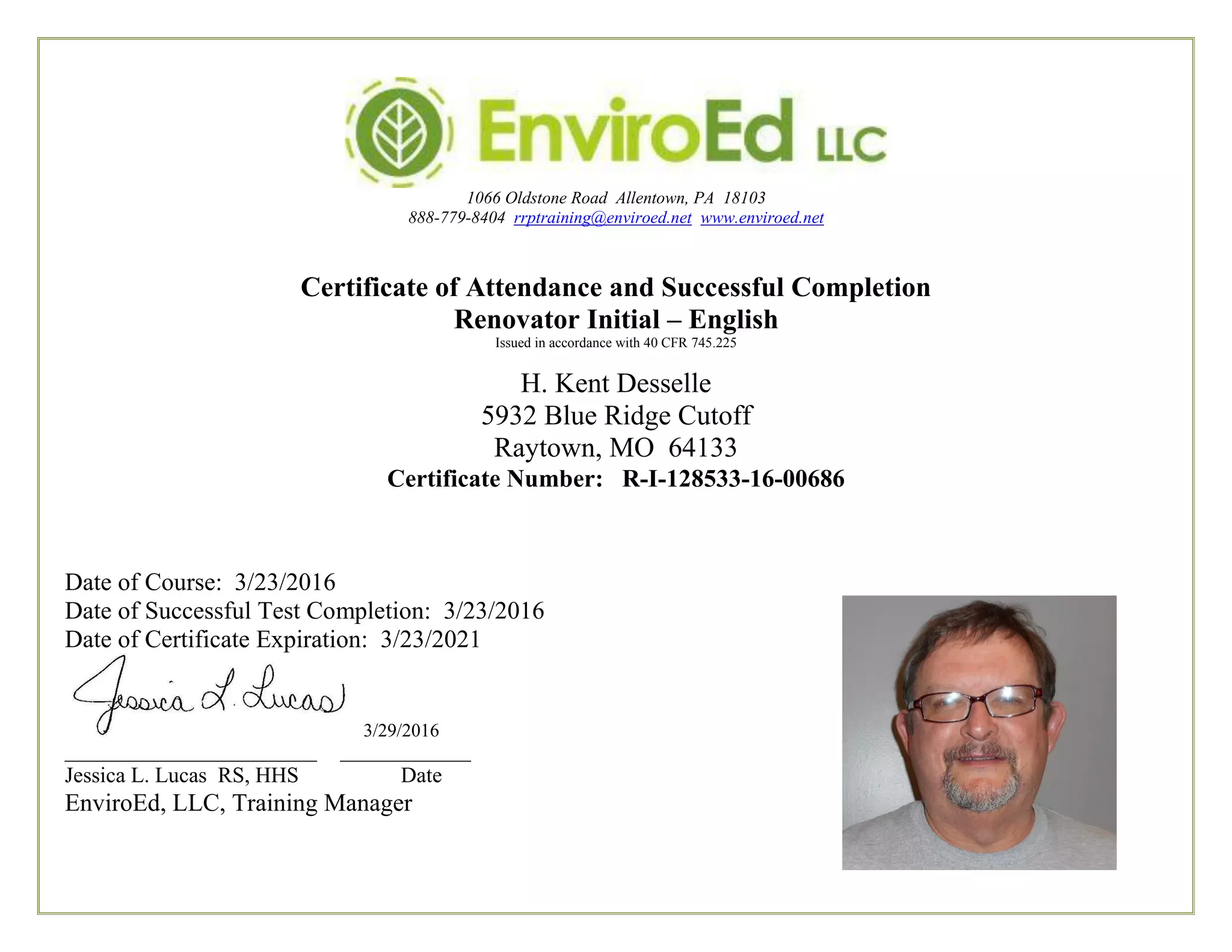 Desselle, H Kent-LeadCert | PDF