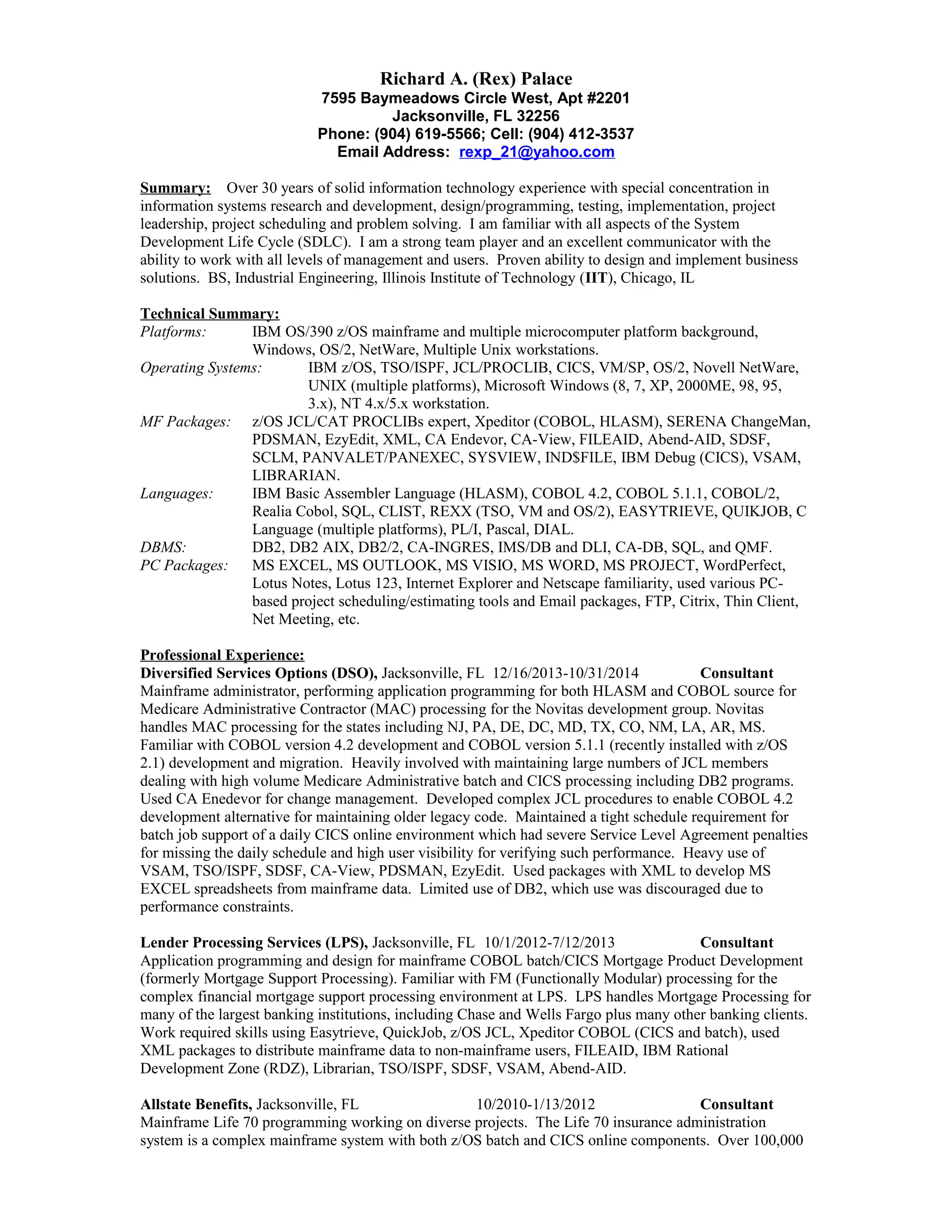 RichardRexPalace(Cobol,DB2 Lifecomm-Life70-doc) | DOC