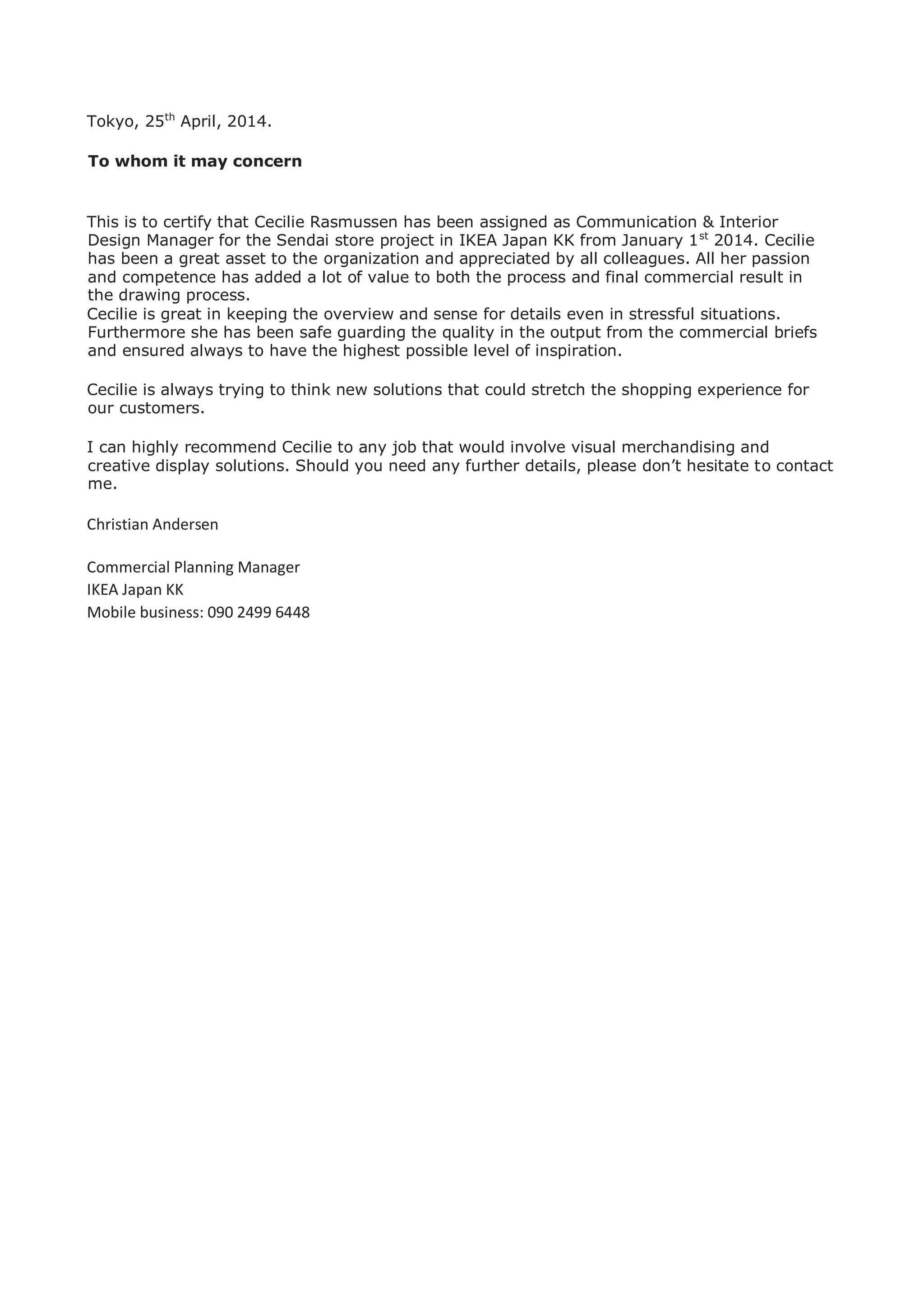 Letter of recommendation Christian | PDF