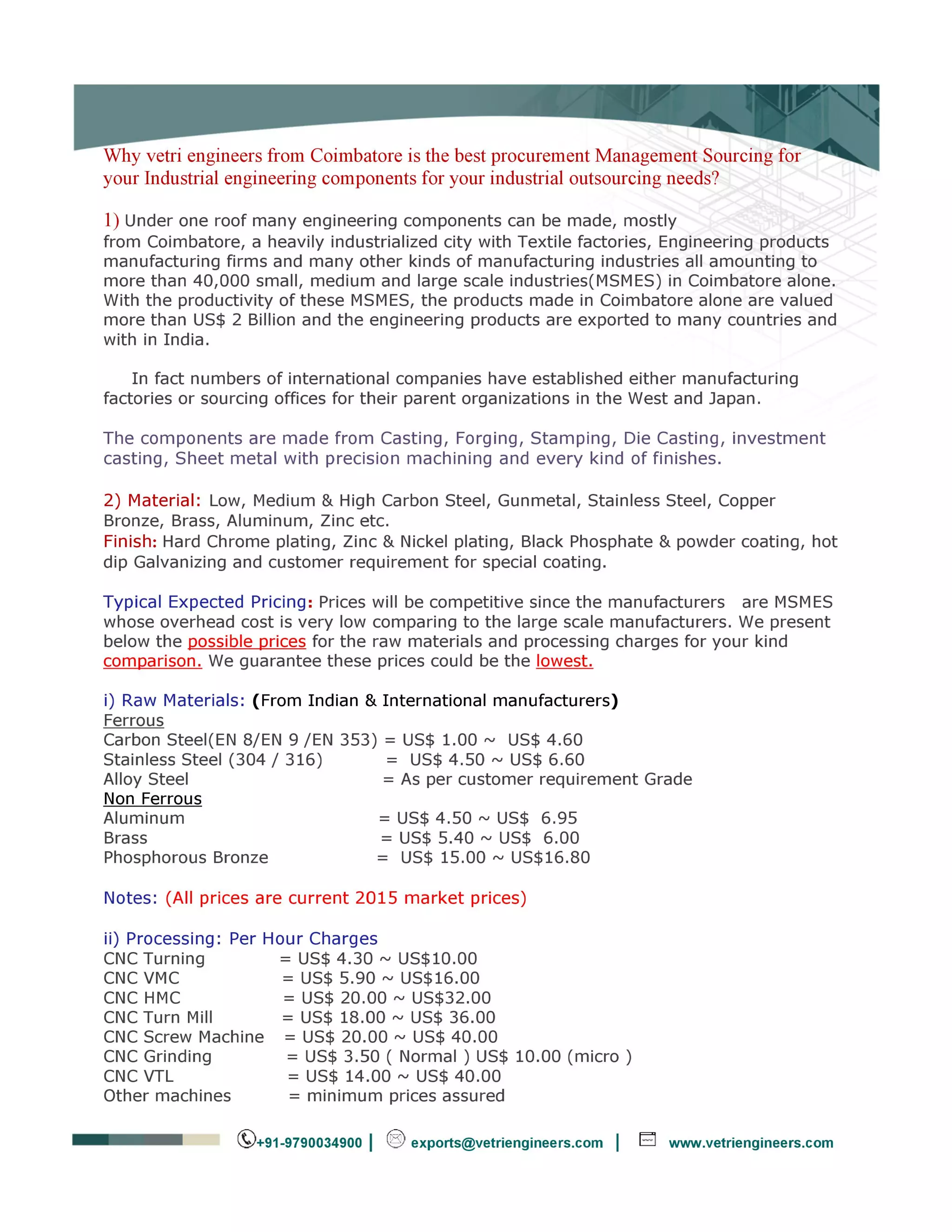 PRICE LIST FOR ENGINEERING COMPONENTS | PDF