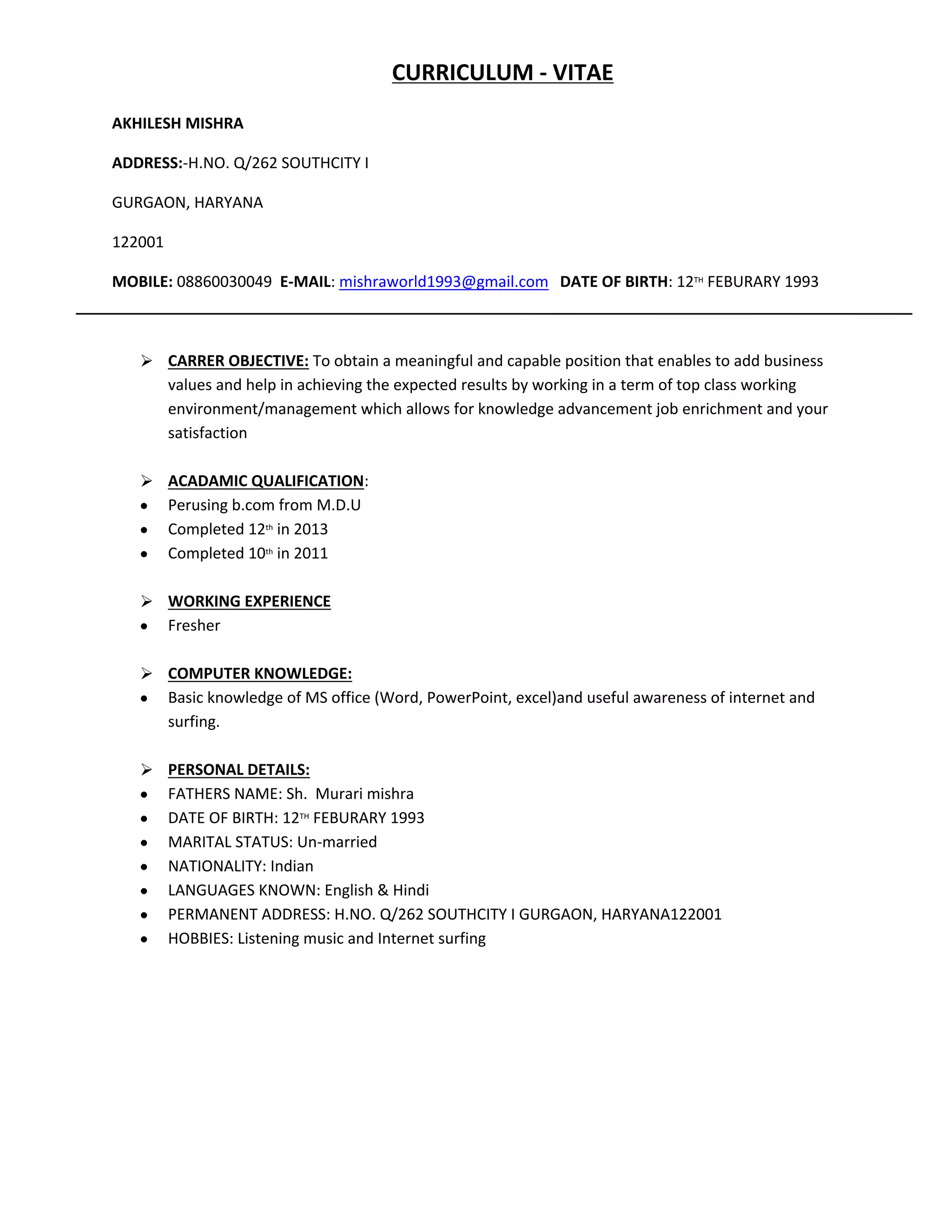 akhil (cv) | PDF | Education