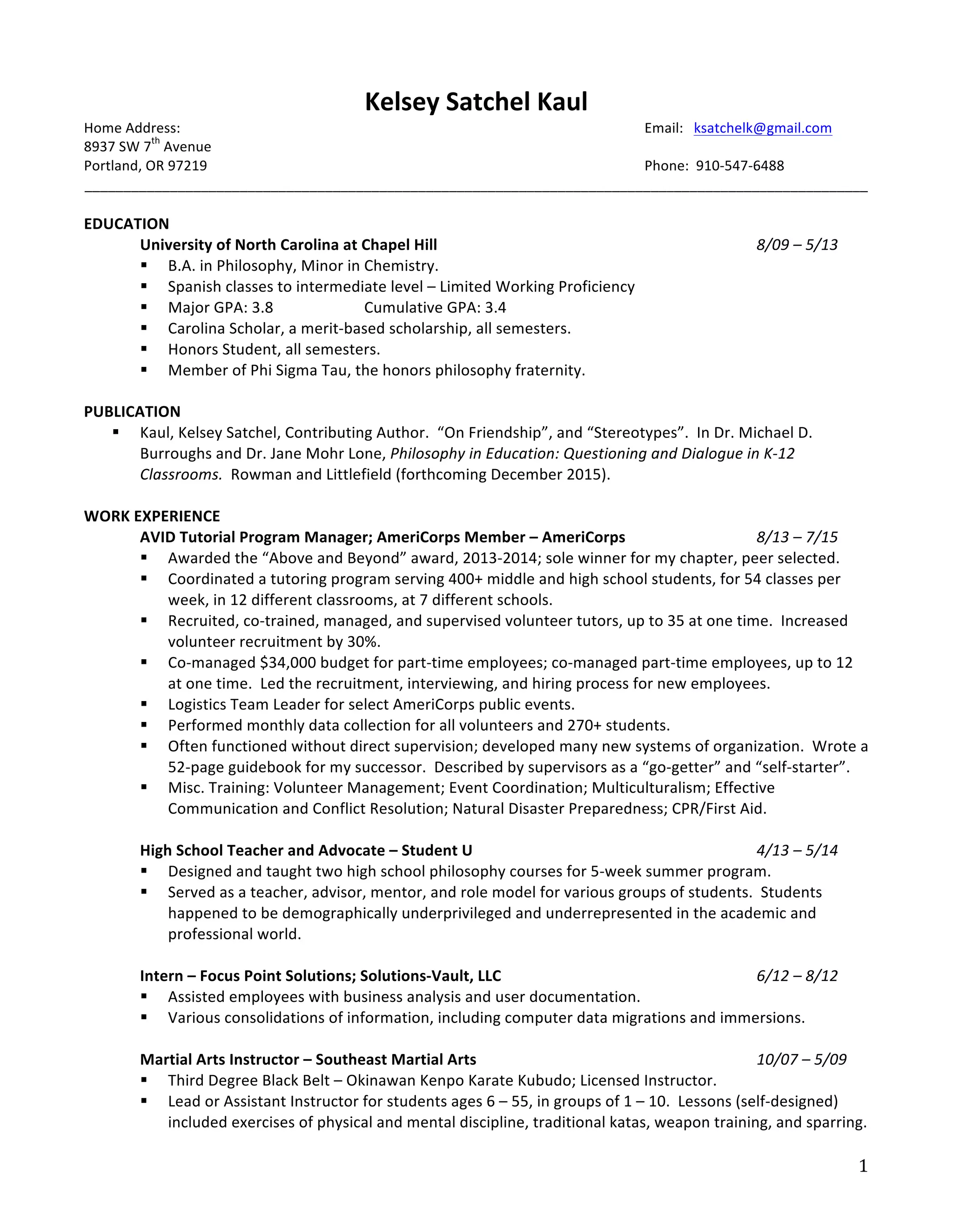 Kaul, Kelsey - Resume | PDF