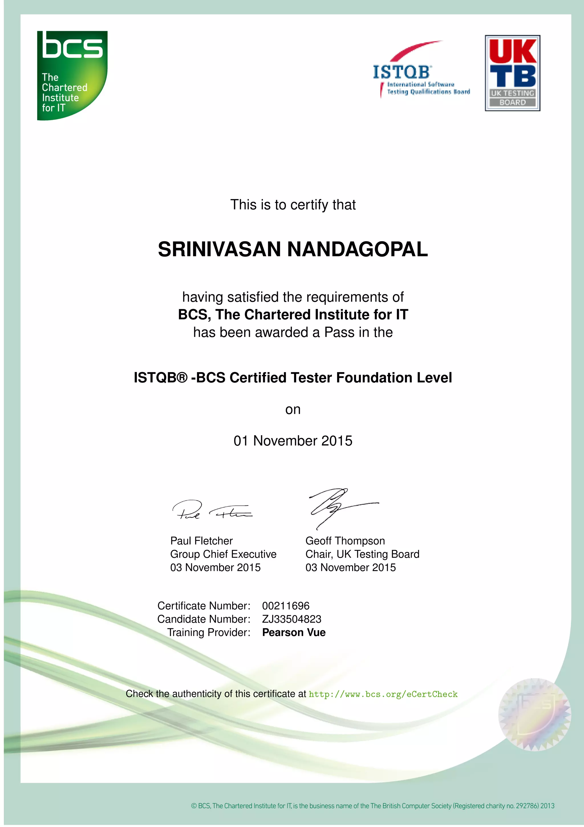 ISTQB Certificate_ORIGINAL | PDF