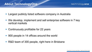 TechnologyOne for AWS Summit | PDF