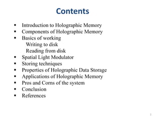 Holographic Memory System Storage Management M.B.A Project pptx | PPT
