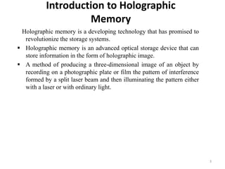 Holographic Memory System Storage Management M.B.A Project pptx | PPSX