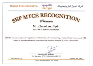 Kemya Maintenance Recognition Certificate | PPT