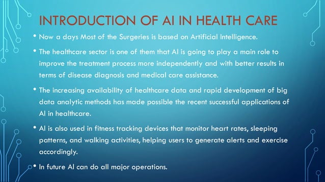 AI in health care ARTIFICIAL INTELLIGENCE | PDF