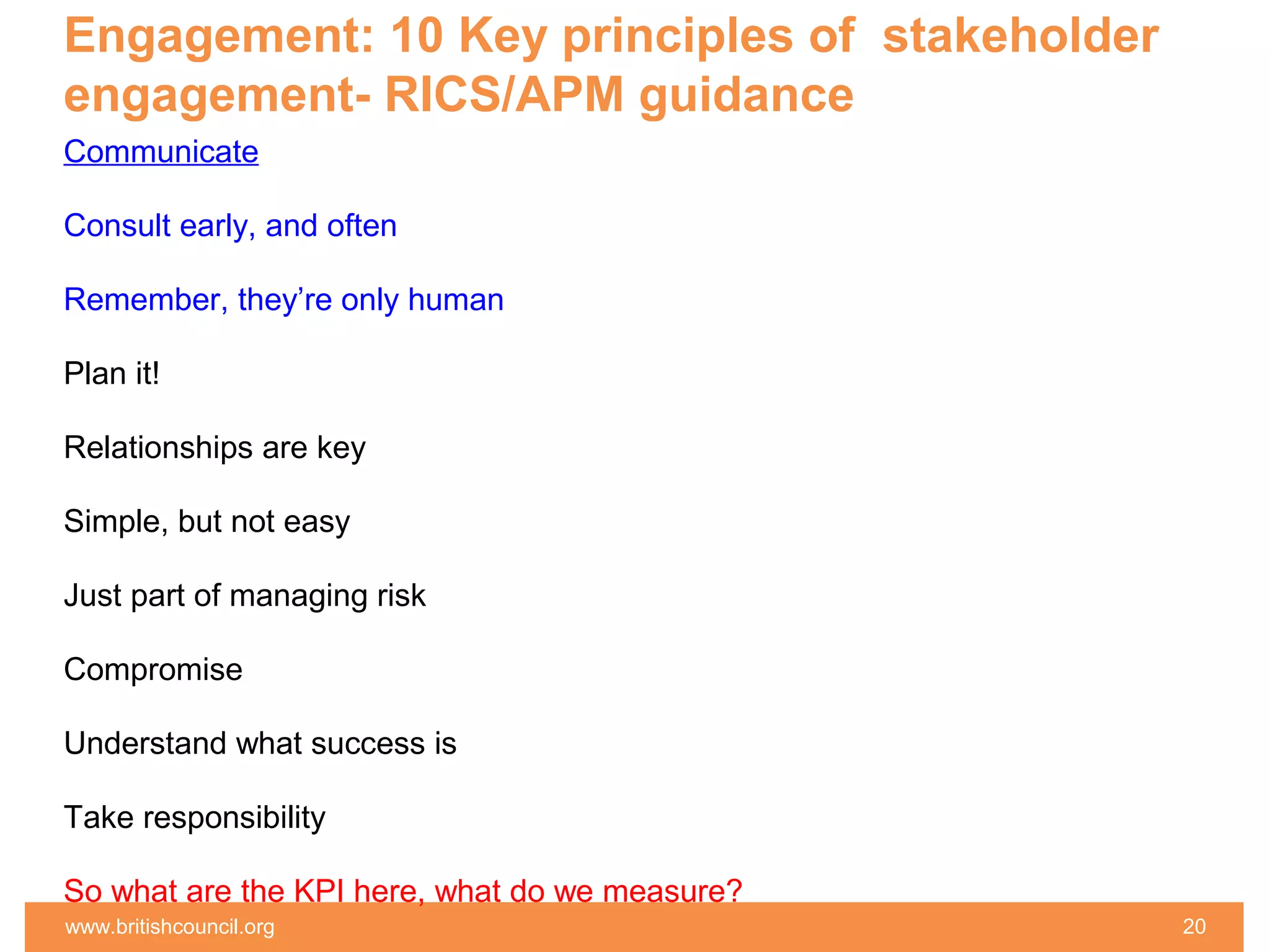Stakeholder Management KPIs -KPI working Group | PPT