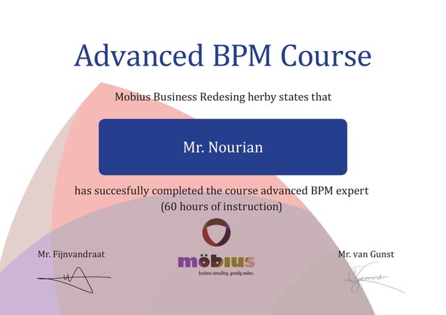 Certificaat Nourian Advanaced BPM Course | PDF