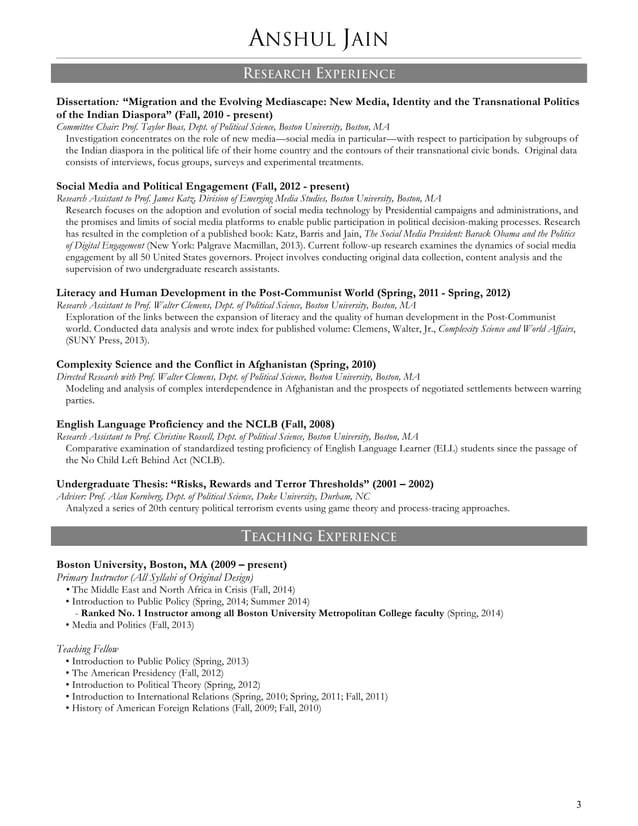 Anshul Jain CV - Fall 2014 gen | PDF